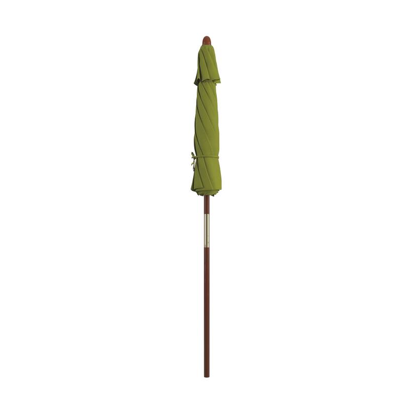 California Umbrella 7.5' Round Marenti Wood Frame Patio Umbrella with ...
