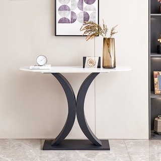 Black Console Table Sintered Stone Top Sofa Accent Table Side Tables ...