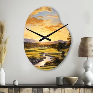 Designart - Golf Golden Hour Golf - Golf Wall Clocks in Asymmetrical ...