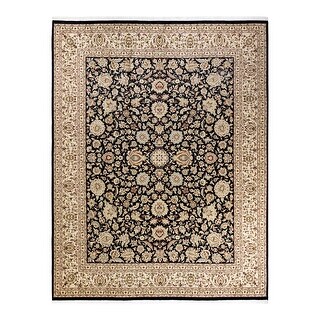 Overton Handknotted Wool Traditional Oriental Black Area Rug - 8' x 10 ...