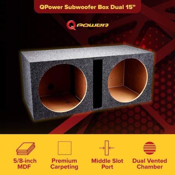 QPower QBASS Dual 15-Inch Vented MDF Subwoofer Sub Box Enclosure - 55 ...