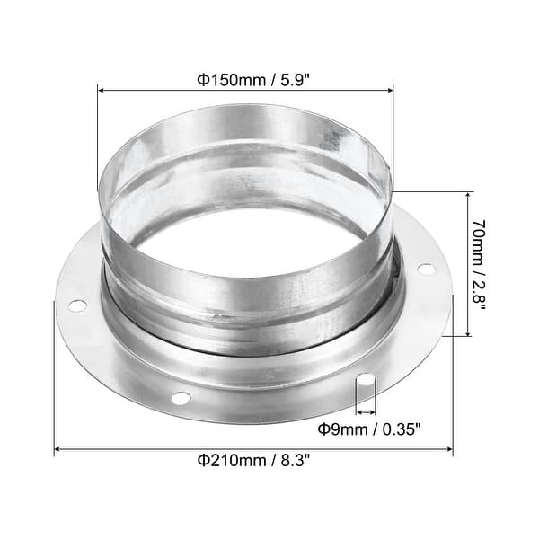 6" Vent Duct Connector Flange Fitting Duct Air Tight Coupling w Flange ...