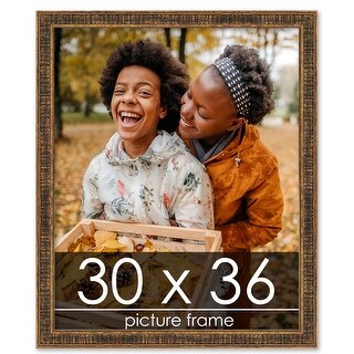 30x36 Distressed/Aged Black Complete Wood Picture Frame with UV Acrylic ...