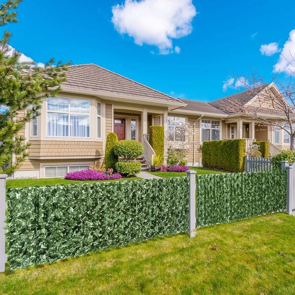 Outsunny Artificial Ivy, 94.5" x 39" Hedge/Green Grass Privacy Fence ...