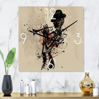 Designart 'Woman Playing Jazz Trumpet' Modern Large Wall Clock - Bed ...