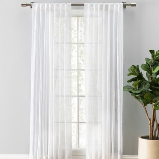Grace Pure 100% Linen Sheer Rod Pocket with Back Tabs Curtain Panel ...