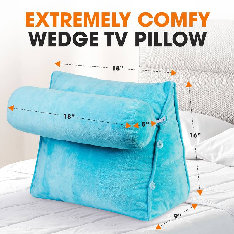 Cheer Collection Wedge Shaped Support Pillow and Bed Rest Cushion ...