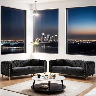 Elegant Chenille Pull Buckle Design Sofa for Living Room, Buttons ...