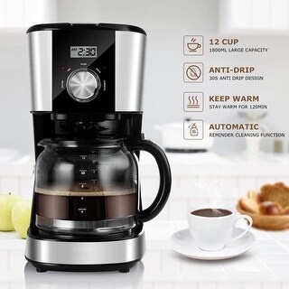 12-Cup Stainless Steel Programmable Coffee Maker With Timer And ...