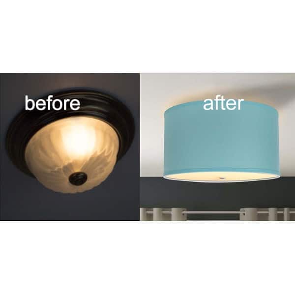 Moderne Flush Mount Conversion Kit 16"w Island Paradise Linen Drum ...