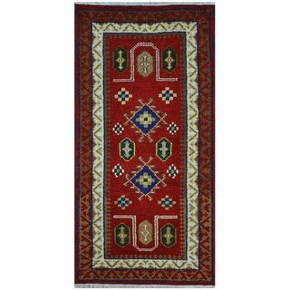 Handmade One-of-a-Kind Tribal Kazak Wool Rug (India) - 2' x 4' - Bed ...
