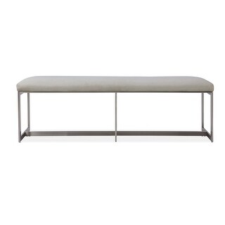 Ezin 60 Inch Dining Bench, Gray Velvet Upholstery, Silver Steel Frame ...
