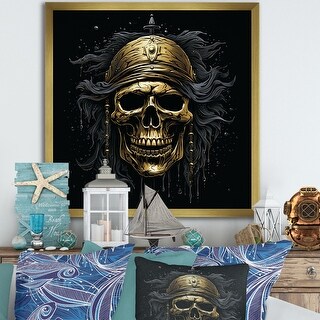Designart "Jolly Roger Pirate Rising Symbol" Pirate Framed Canvas ...