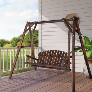 78 In. 2-Person Wood Patio Swing With Stand - Bed Bath & Beyond - 36220564
