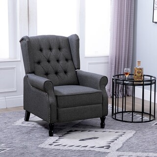 Fabric Upholstered Wingback Recliner with Tufted Push Back Design ...