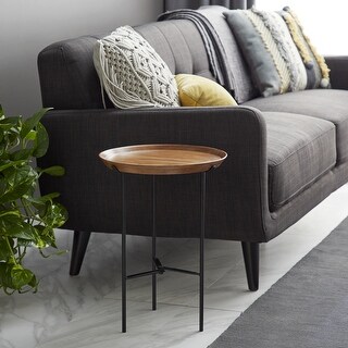 Brown Iron Industrial Accent Table 21 x 16 x 16 - 16 x 16 x 21Round ...