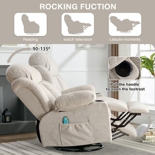 360 Degree Swing and Rotation Recliner Massage Heated Sofa with USB ...