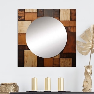 Designart "Bronze Brilliance Symetry I" Abstract Shapes Wall Mirror ...