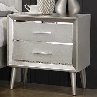Contemporary Modern Design Metallic 2-Drawer Nightstand - Bed Bath ...