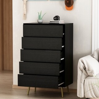 Premium 45-inch Tall Black Chest w/ 5 Pop-out Drawers by Kerrogee - Bed ...
