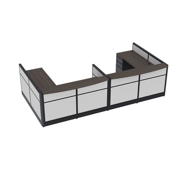 2 Person U-Shaped Reception Desk Storage Transaction Counter 6x12x39"H ...