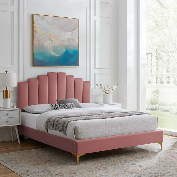 Modway Elise Full Performance Velvet Platform Bed Navy