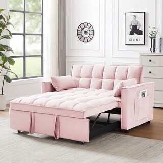 Velvet Sleeper Loveseat w/ Convertible Folding Pull-out Bed, Multi ...