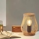 Farmhouse Natural Bamboo Rattan Table Lamp, Boho Handmade Woven Round ...