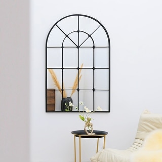 Decorative Metal Arch Window Pane Wall Mirror - 32X48 inches - Bed Bath ...