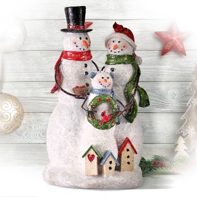 10" Resin Frosted Snowman Family - Overstock - 32428326