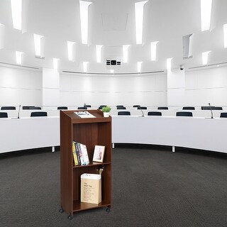 Wooden Removable Storage Cabinet With Compartments Podium Table Walnut ...