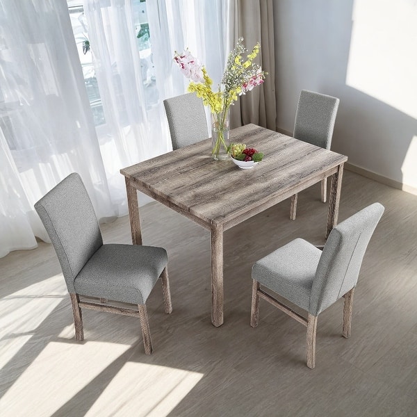 5 Piece Modern Small Space Dining Table Set with 1 Table and 4 ...