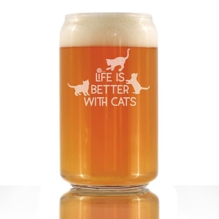 Better With Cats - Beer Can Pint Glass - Funny Cat Gifts - 16 Ounce ...