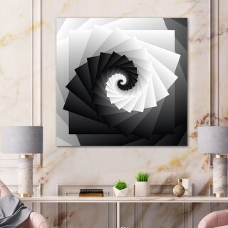 Designart "Black And White Rotating Squares Spirals" Modern Canvas Wall ...