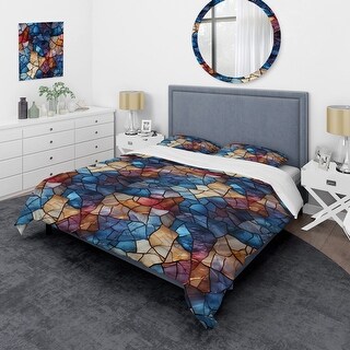 Designart "Moody Mosaic Ii Moody Patterns" Glam Bedding Cover Set With ...