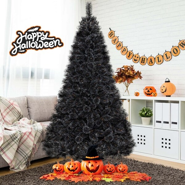 6 7 8 FT Pre Lit Black Halloween Christmas Tree Artificial Full Tree Bed Bath Beyond 41679893