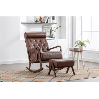 Rocking Chair with Ottoman, High Backrest Gliders Rocking Armchair ...
