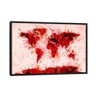 iCanvas "World Map Paint Splashes (Red)" by Michael Tompsett Framed ...