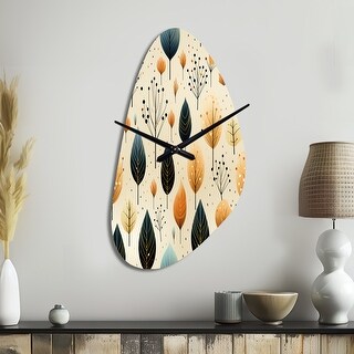 Modern Leaf Patterns II - Plants Wall Clocks in Asymmetrical Fall Shape ...
