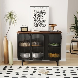 Modern Glass Storage Cabinet with Shelves & Unique Fir Top - Bed Bath ...