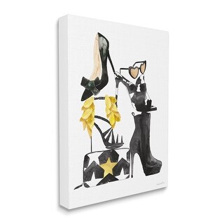 Stupell Chic Fashion Accessory Arrangement Stacked Glam Shoes Canvas ...