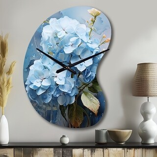 Designart - Blue Hydrangea Subtle Serenade - Hydrangea Wall Clock in ...