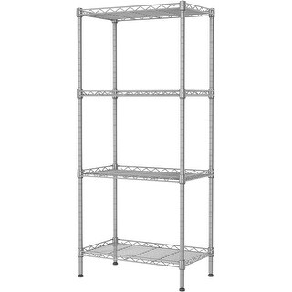 4 Tier Shelf Adjustable Storage Shelf Wire Shelving,Silver - Bed Bath ...