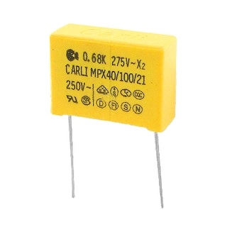 10 Pcs AC 275V 0.68uF Radial Lead Safety Capacitors MPX - Yellow - Bed ...