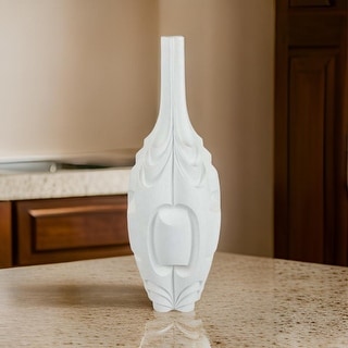 Helly 28 Inch Decorative Vase, Intricate Inset Details, Modern White ...