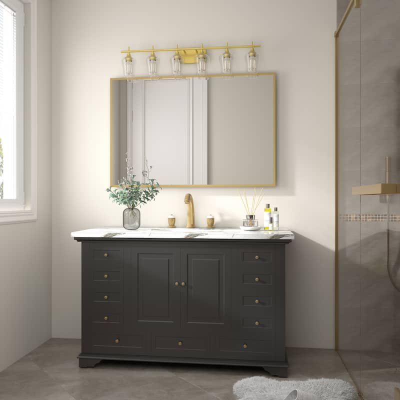 Amboise 6- Light Modern Bathroom Vanity Light with Clear Glass Shade ...