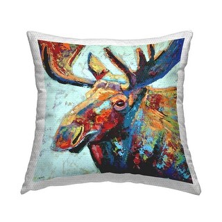 Stupell Vivid Moose Modern Composition Printed Outdoor Throw Pillow ...
