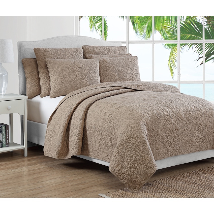 MarCielo 3-Piece Elegantly Embroidered 100% Cotton Oversized Quilt ...