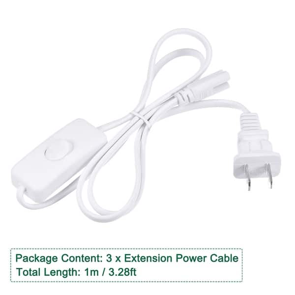 T5 T8 Led Tube Power Extension Cable With Switch 3 Pin 1m Length White