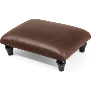 Upholstered Footstool with Wood Legs, Padded Foot Rest for Bed, Chair ...